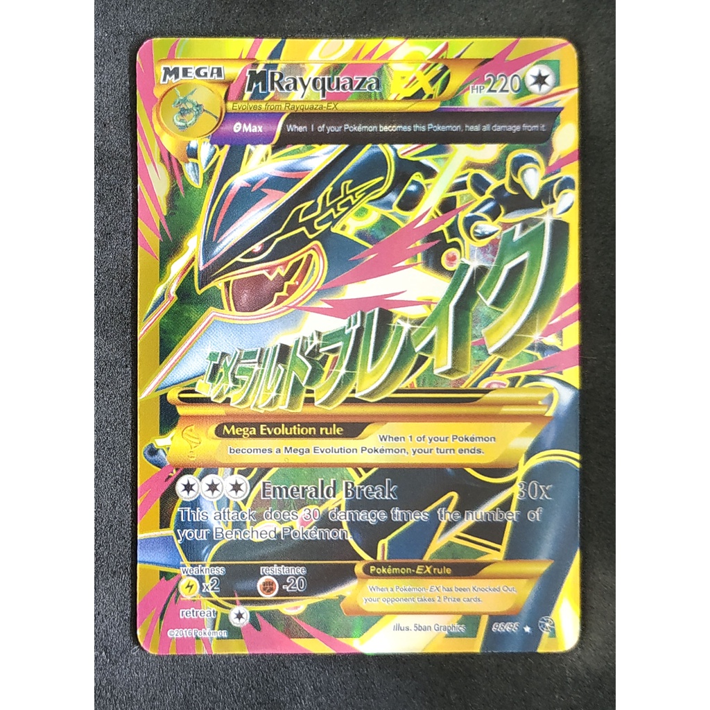 Rayquaza Mega EX Card เรย์ควาซา 98/98 Pokemon Card Gold Flash Light ...