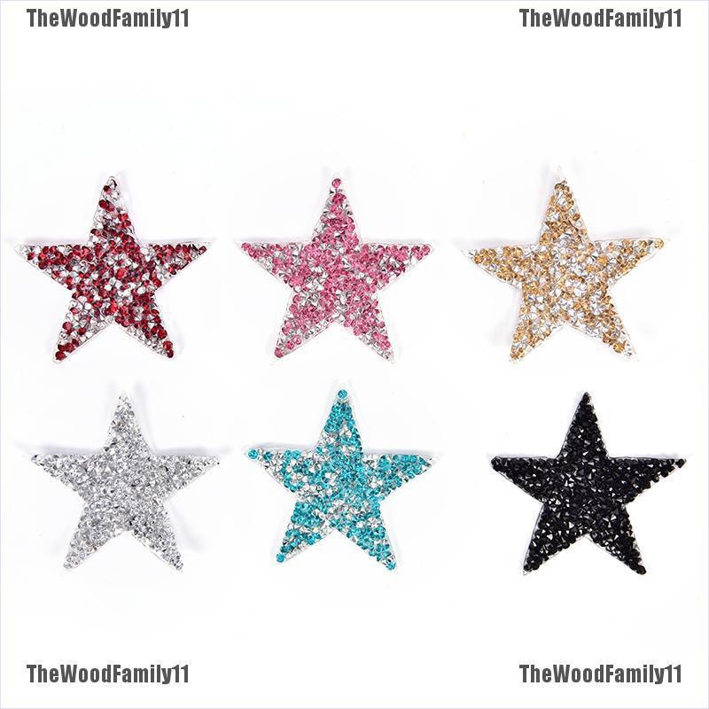 [THF] 6 cm star design hotfix rhinestone motif iron on patches applique ...