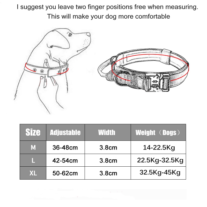 Dog Collar Adjustable Military Tactical Pets Dog Collars Leash Control ...