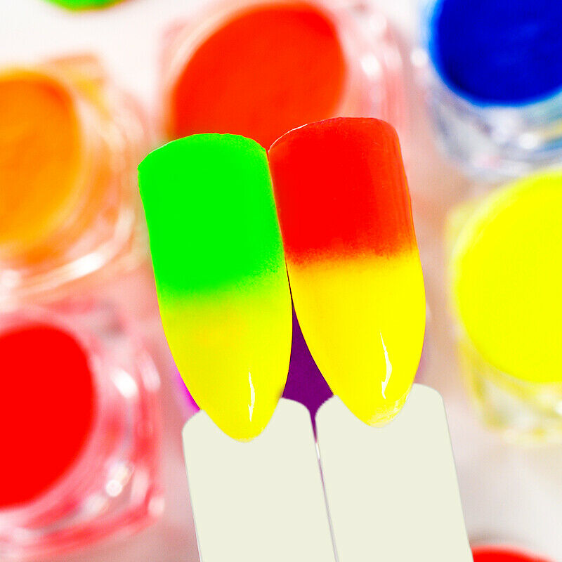 8 Colors/set Neon Pigment Powder Nail Glitter Fluorescence Nail Powder ...