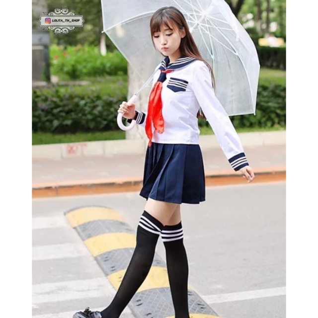 ชุดนักเรียนญี่ปุ่น JK พร้อมส่งจากกรุงเทพ สีดำ ขาว กรมท่า S-5XL ยากูซ่า แยงกี้ - nit_nit_nit ...