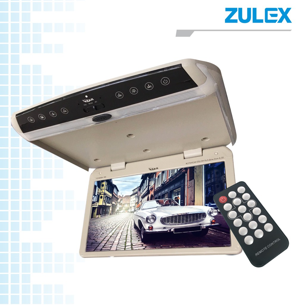 Zulex จอเพดานติดรถยนต์ รุ่น MP-HPMI157 สีครีม บาง คมชัดมากFull HD ...