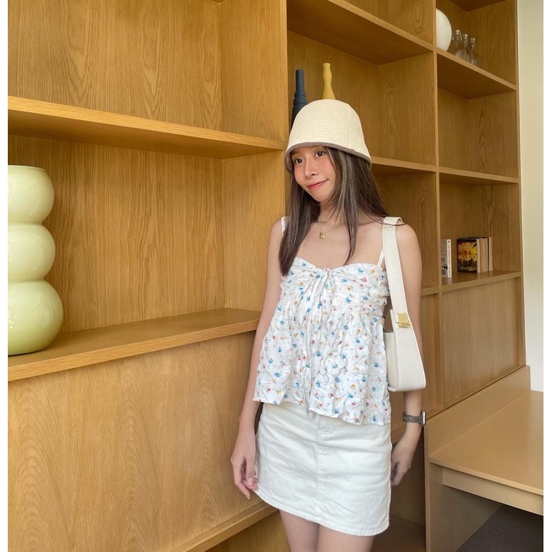 พรี 7 วันBonnie Goods Bunny Top สายเดี่ยวสีครีมลายดอกไม้ - bonnie.goods ...