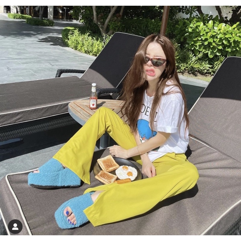FLAT2112 FS0005 FLUFFY TEDDY SLIDES รองเท้าขนปุกปุยนุ่ม ส้นตึก ของแท้ ...