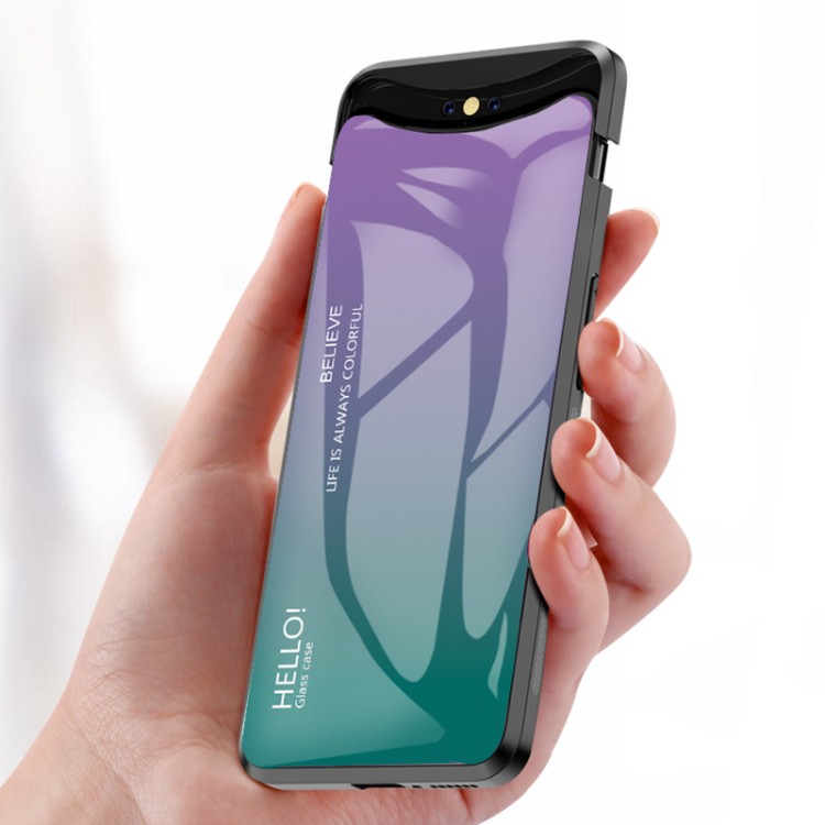 เคส OPPO FIND X ฝากหลังกระจก ขอบ TPU Gradient Color Glass Case for OPPO ...