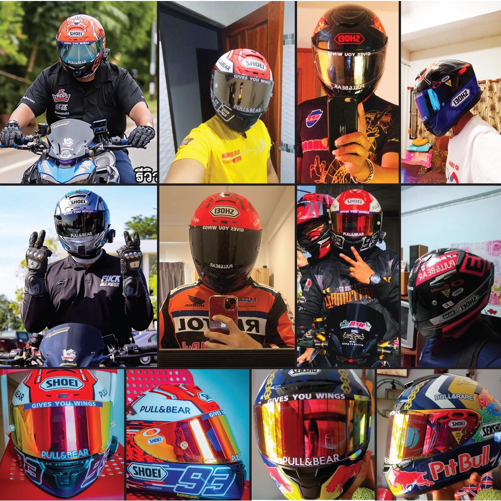 สติ๊กเกอร์ชิวหมวกกันน็อค SHOEI Sticker Helmet สติ๊กเกอร์ติดชิว ...