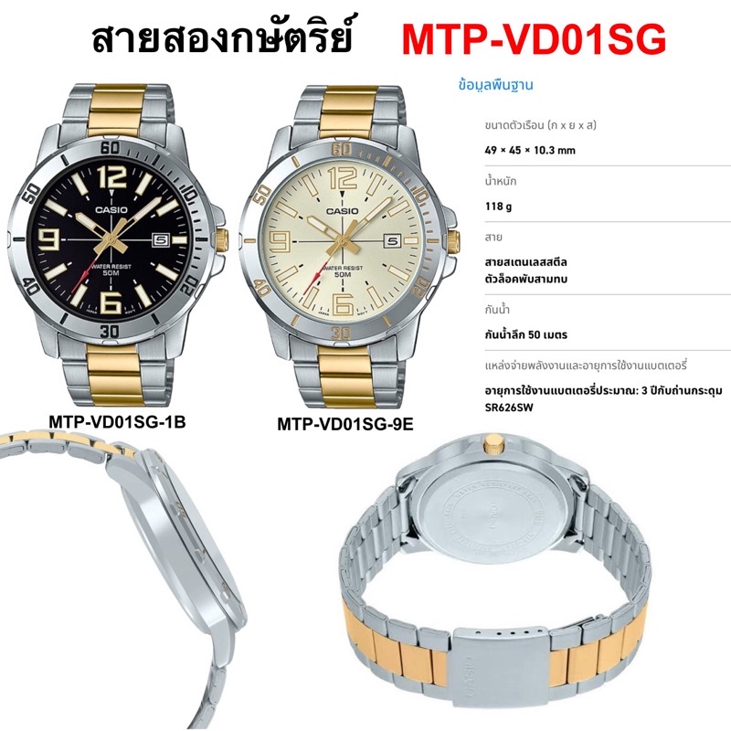 CASIO นาฬิกา รุ่น MTP-VD01 สติ๊กเกอร์ฝาหลังCMG MTP-VD01D MTP-VD01G MTP ...