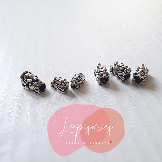 ♛ชาร์มเงินแท้925 ปี่เซียะเงินแท้ ตัวตกแต่งกำไล DIY ตัวคั่นหิน เสริมโชค ...