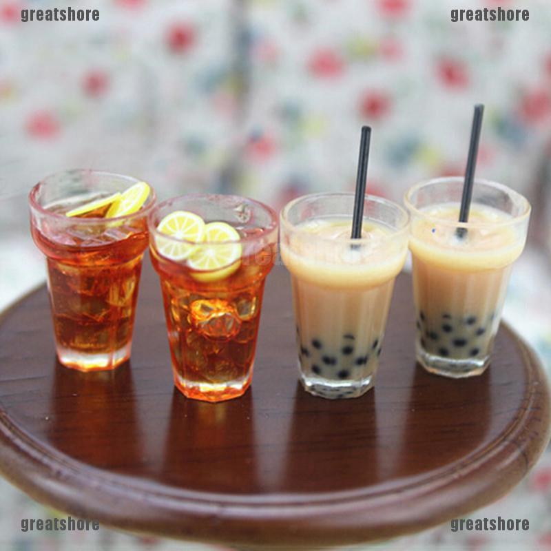 1:12 Miniature milk tea lemon tea dollhouse diy doll house decor access ...