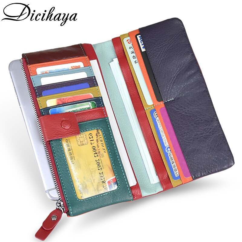 DICIHAYA Women Long Wallets Style Multi-functional Wallet Purse Color Patchwork Leather Female ...