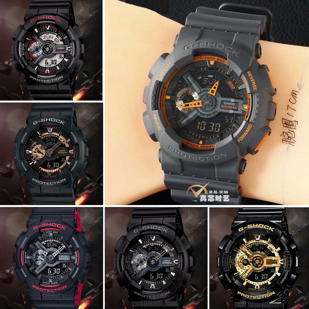 Casio G Shock รุ่น Ga 100นาฬิกาข้อมือผู้ชาย สายเรซิ่นสีดำ โกลเด้น