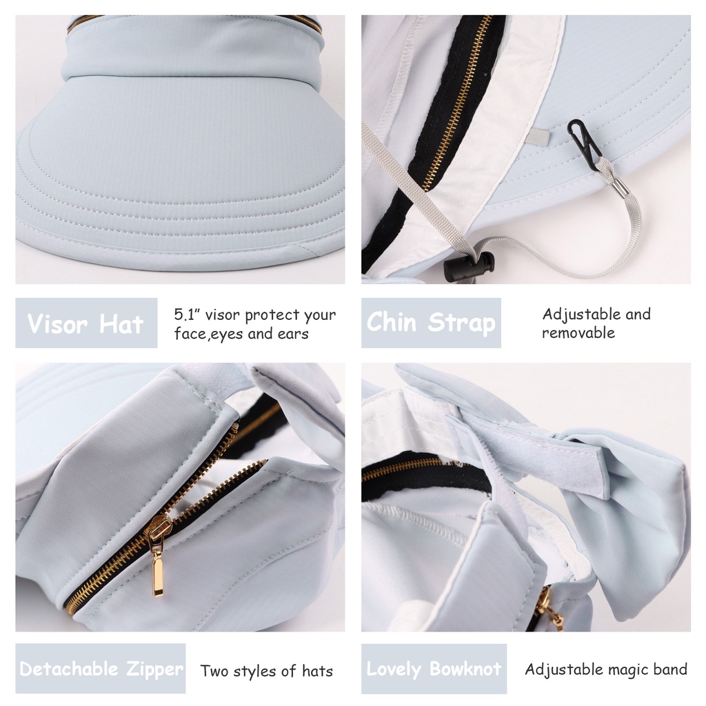 000Women Sun Visor Hats Summer Sunshade Hat For Ladies Detachable UV ...