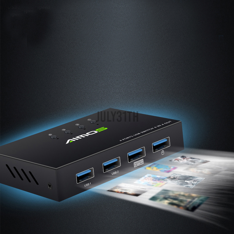 AIMOS USB2.0 KVM Switch Splitter KVM Switcher 4 In 4 Out for 4PCs for ...