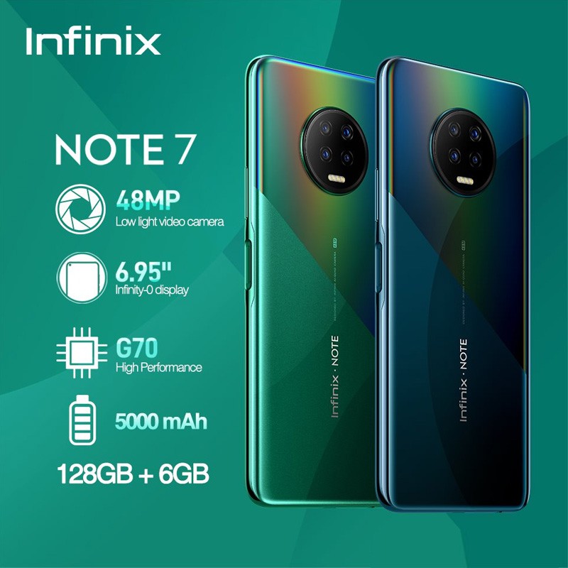 มือถือ Infinix Note 7 (6GB+128GB) จอใหญ่ 6.95" แบต 5,000 mAh กล้องหลัง 4 ตัว กล้องหน้าคมชัด 16MP ...
