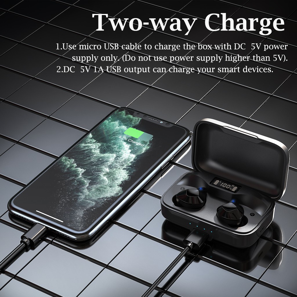 ♧EAKER หูฟังเอียบัด Wireless Earphone Bluetooth V5.0 TWS Wireless Bluetooth Headphone LED ...