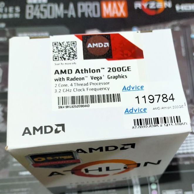 AMD Athlon 200GE 2C/4T 3.2GHz With Radeon™ Vega 3 Graphics (ของใหม่ มือ ...