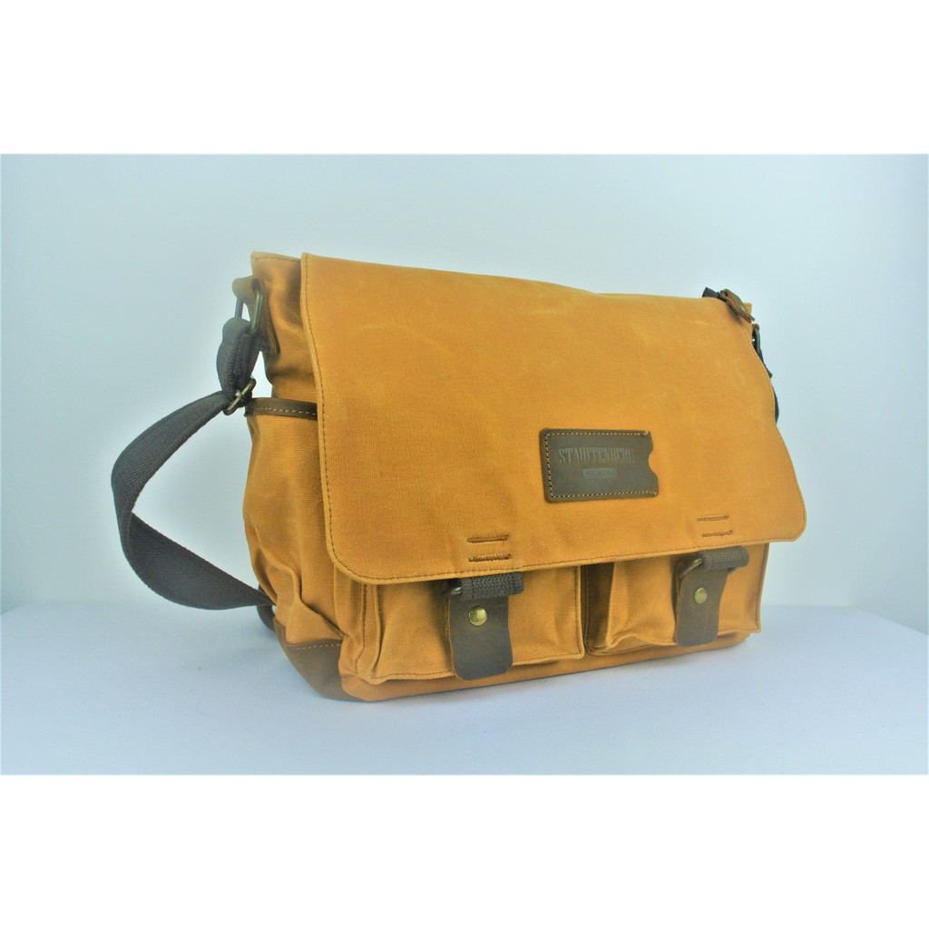 "NEVILLE"–14” Messenger Bag Waxed Canvas | Shopee Thailand