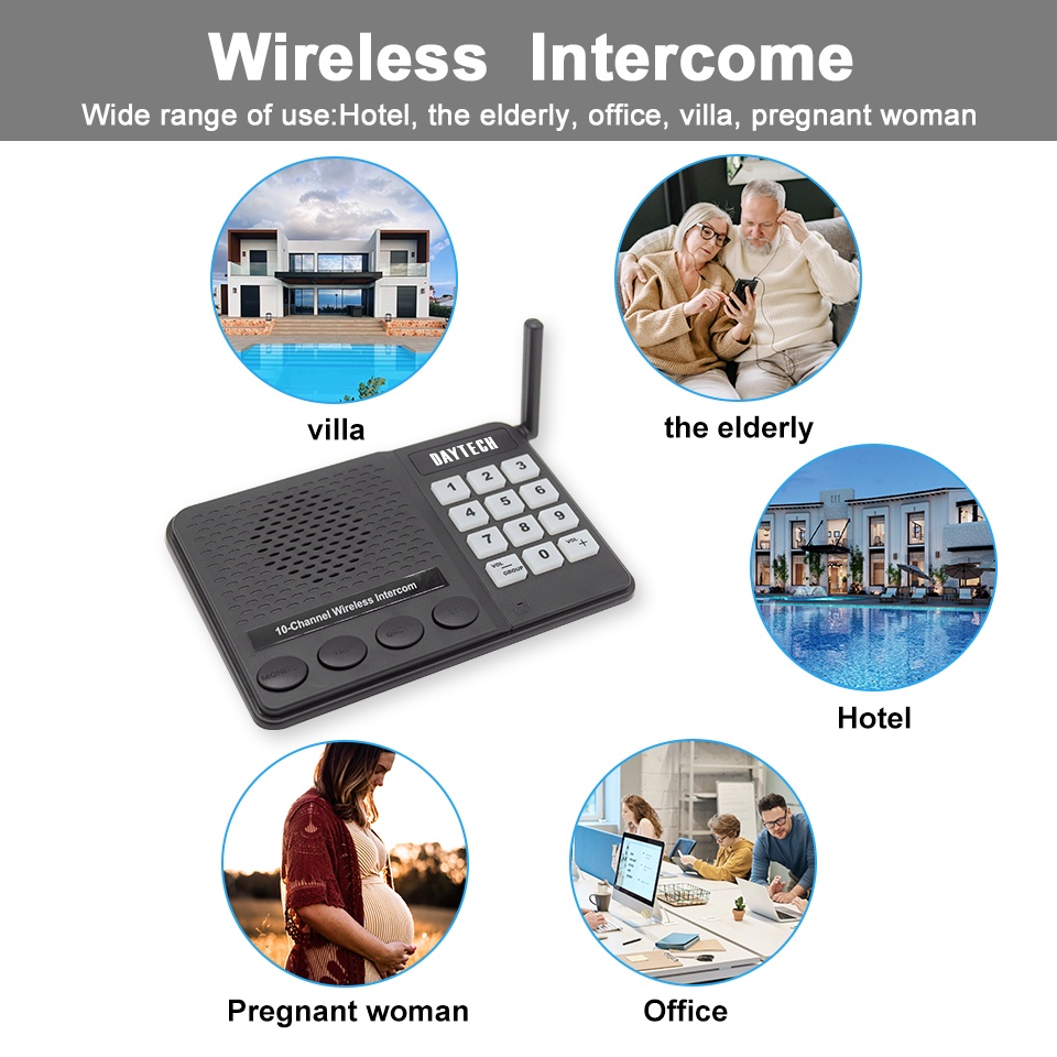 จัดส่ง 1-3 วันDaytech Wireless Intercom System 10 Channel Two-Way Communication Free Call Free ...