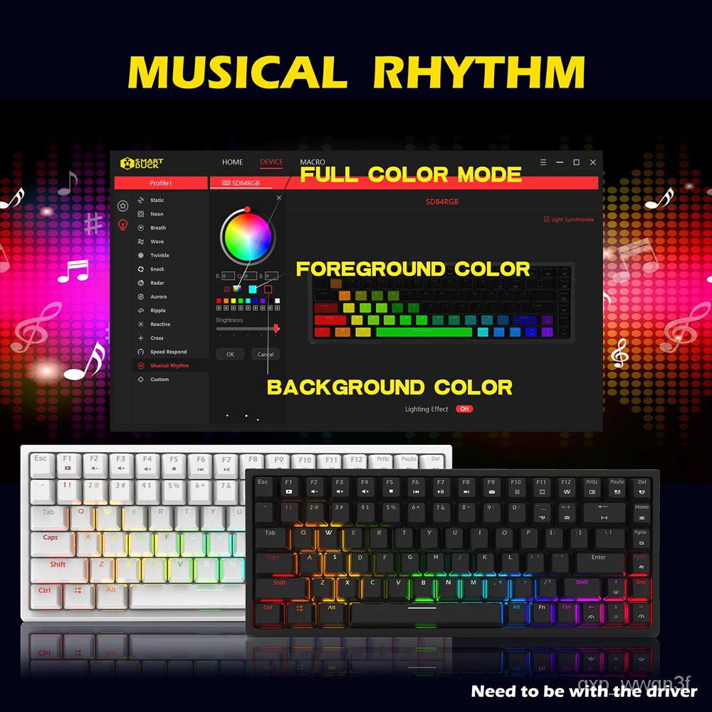 Smart Duck xs84 84 key Mechanical Keyboard 75 lighting effect RGB ...