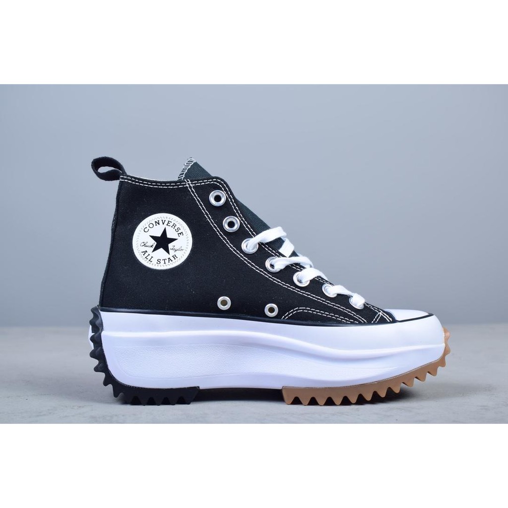 Converse thick-soled sponge cake serrated black and white high-top JW ...