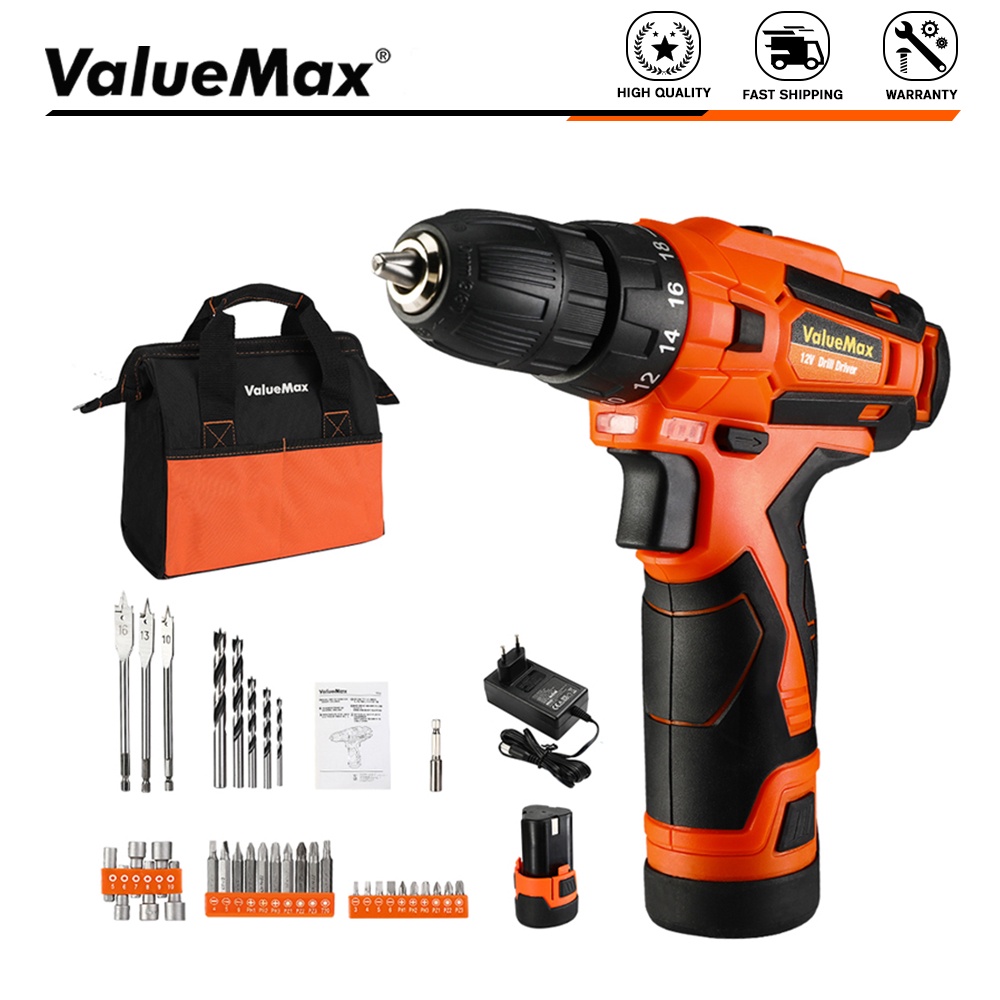 Valuemax 12v Cordless Drill Driver Electric Screwdriver Power Tools