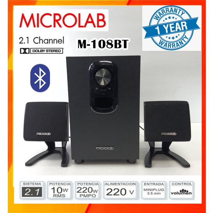Speaker Bluetooth Microlab M108BT (11WattsRMS)2.1CH มีบลูทูธ รีโมท ช่อง ...