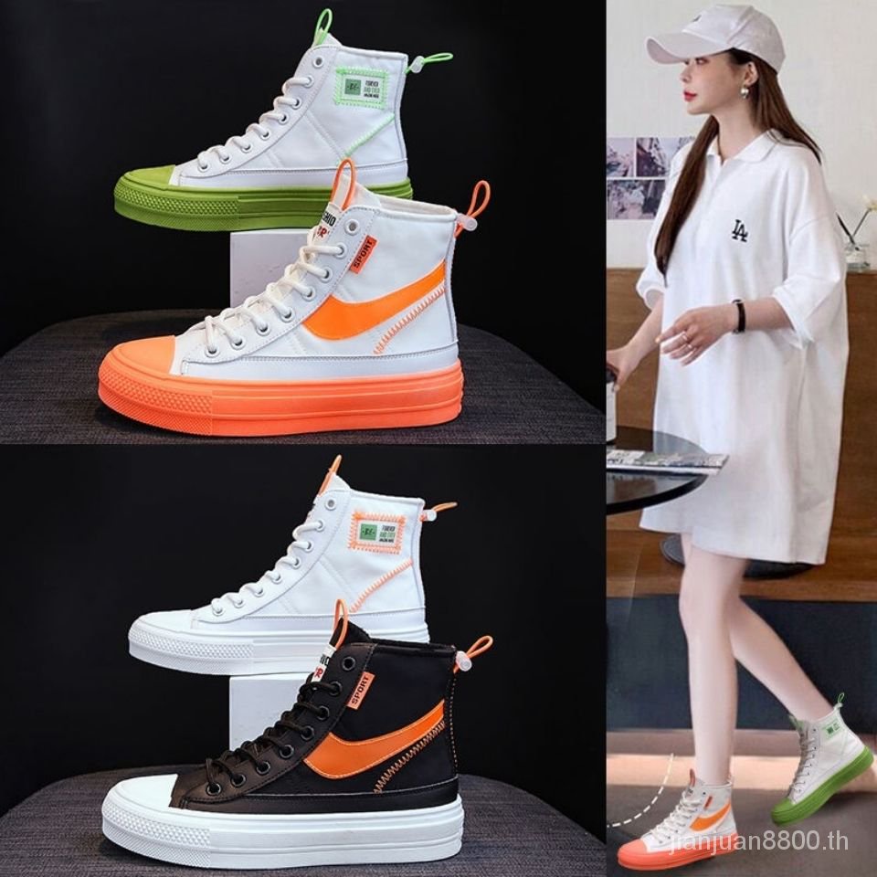 High Top Canvas Shoes Womens Student Korean Versatile Shoes 2021Autumn ...