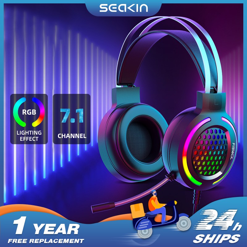 Ship in 24h】RGB Breathing Light Gaming Headphones Super Bass Hd ...