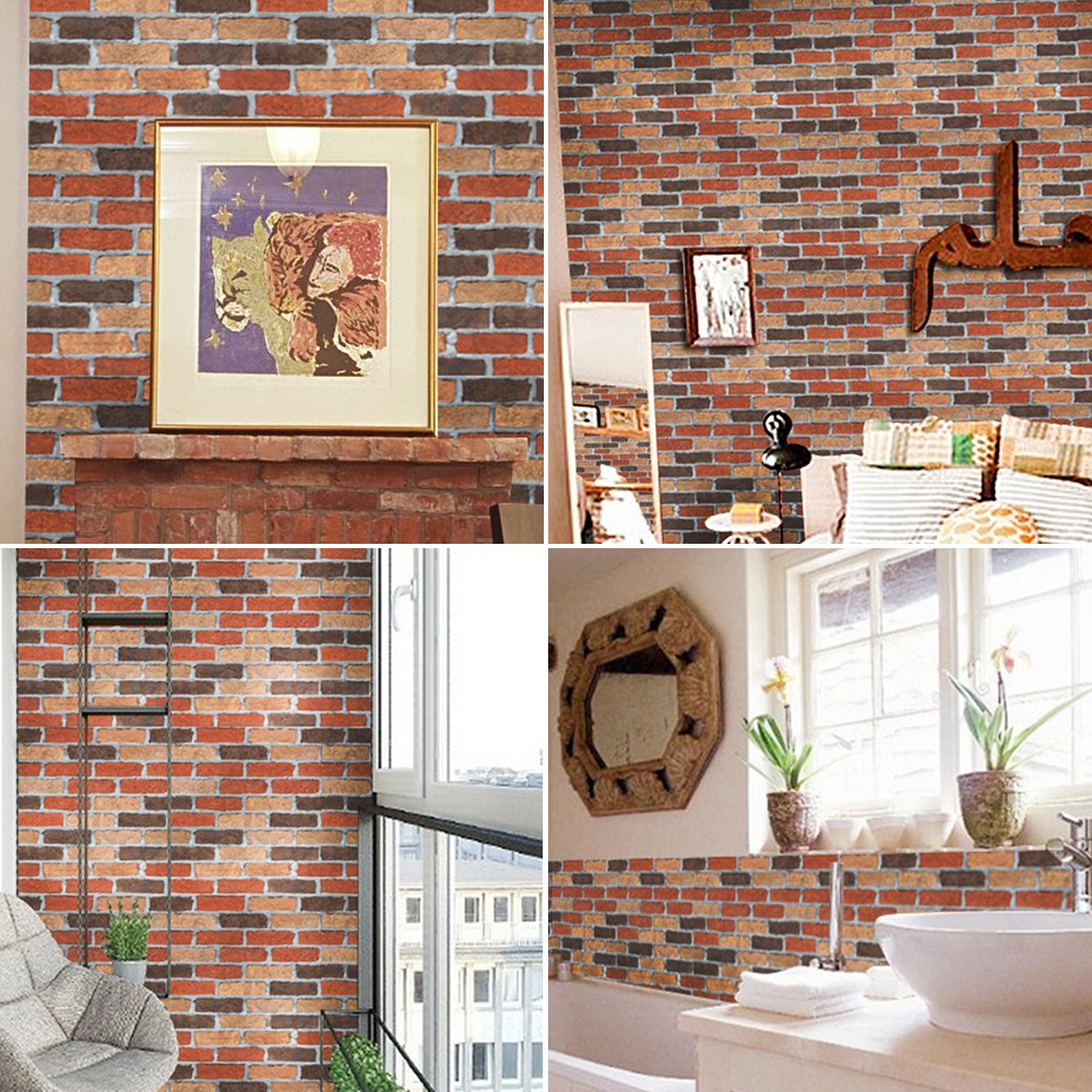 'COD' Vintage 3D Brick Stone Rustic Effect Wall Stickers Self Adhesive ...