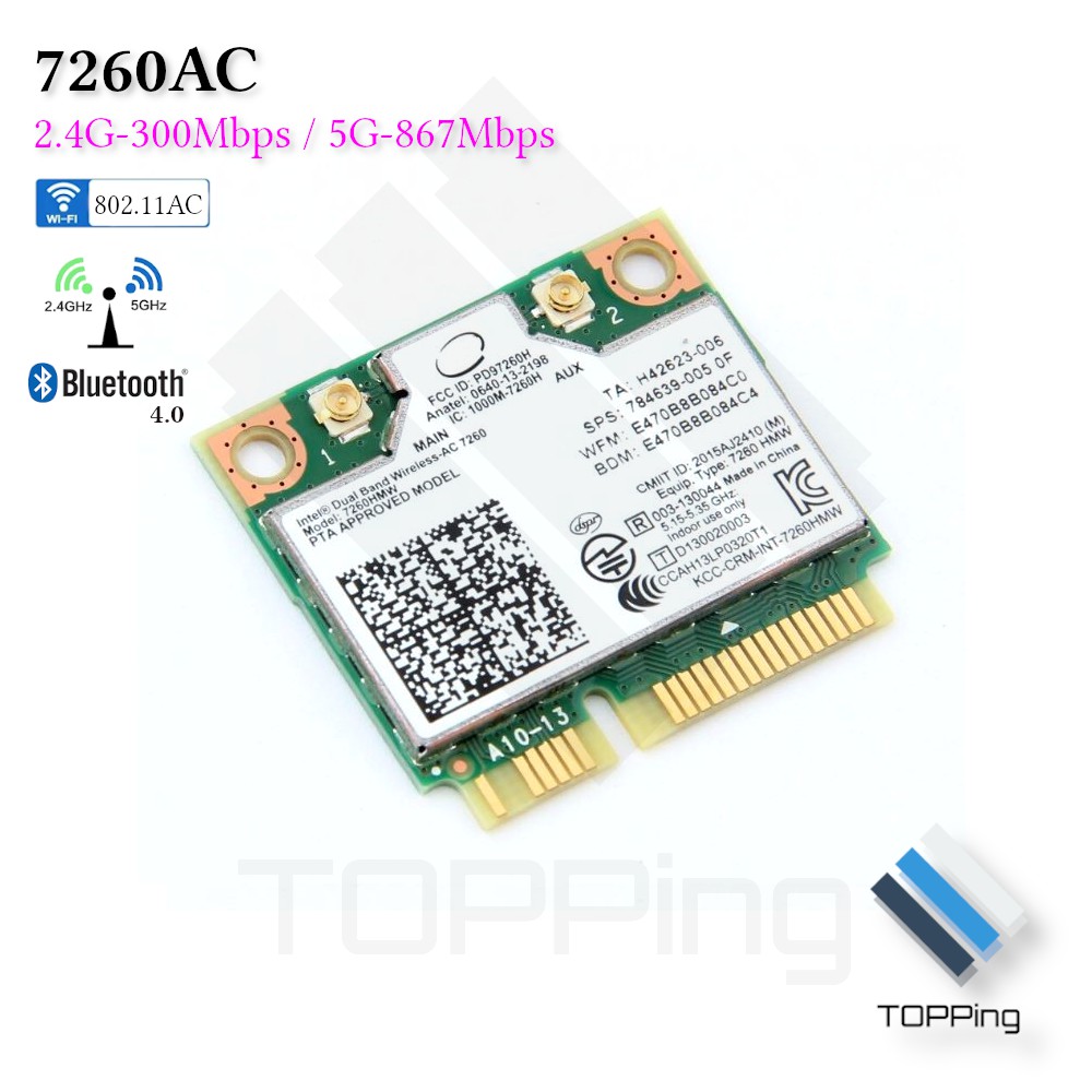 Dual Band Wireless Wifi Card Intel AC7260 7260HMW ac Mini PCI-E 2.4G/5Ghz Wlan Bluetooth 4.0 ...