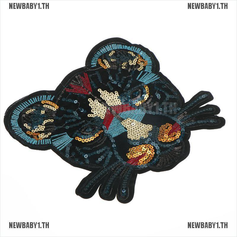 【Newbaby1*COD】leopard head sequin embroidered applique sew on patch diy ...