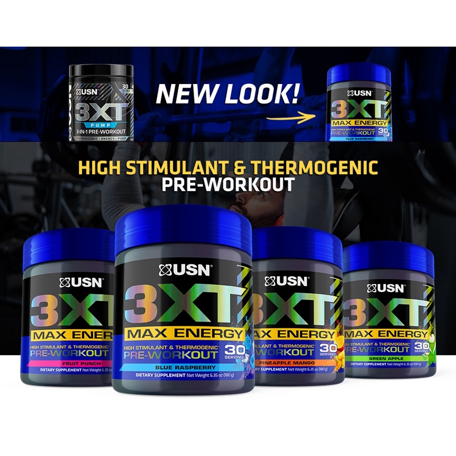 USN 3XT MAX ENERGY Pre-Workout (30Servings) พรีเวิร์คเอาท์ เพิ่ม ...