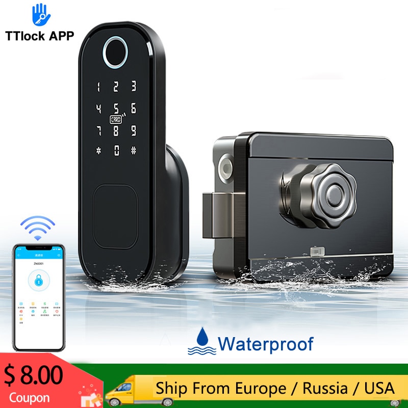 Waterproof Fingerprint Smart door Lock APP lock Smart Fechadura Digital Password door lock IC ...