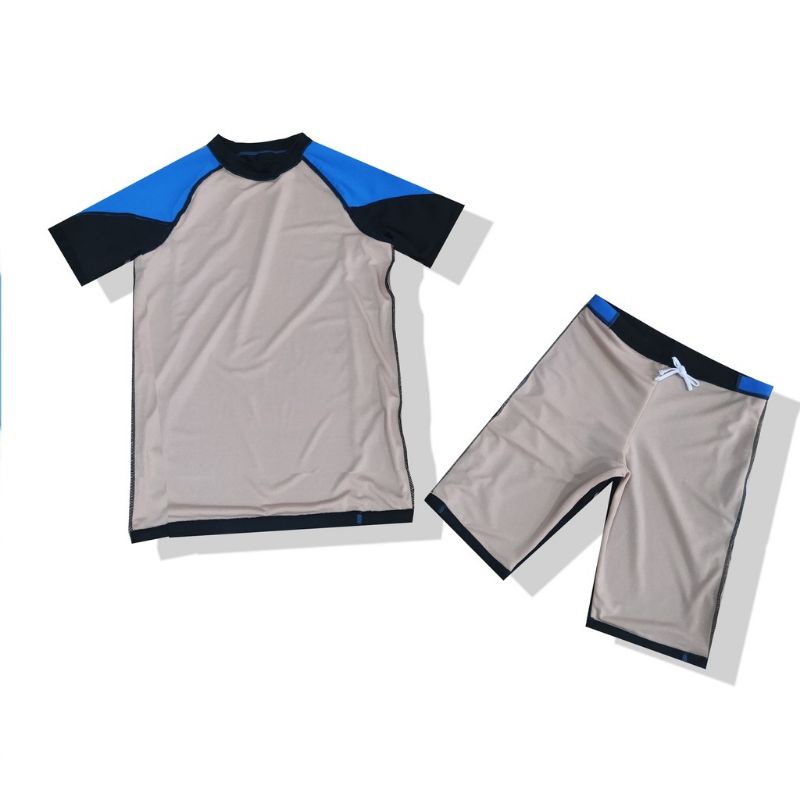 ชุดว่ายน้ำผู้ชายแขนสั้นขาสั้น พร้อมส่งจากไทย กันแดด กัน UV มีซับใน มีเชือกผูก Size M-4XL ...