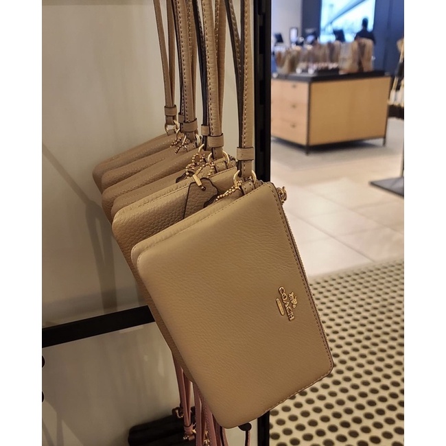 พร้อมส่ง แท้ New Coach คล้องมือ 2 ซิป S DOUBLE CORNER ZIP WRISTLET ...