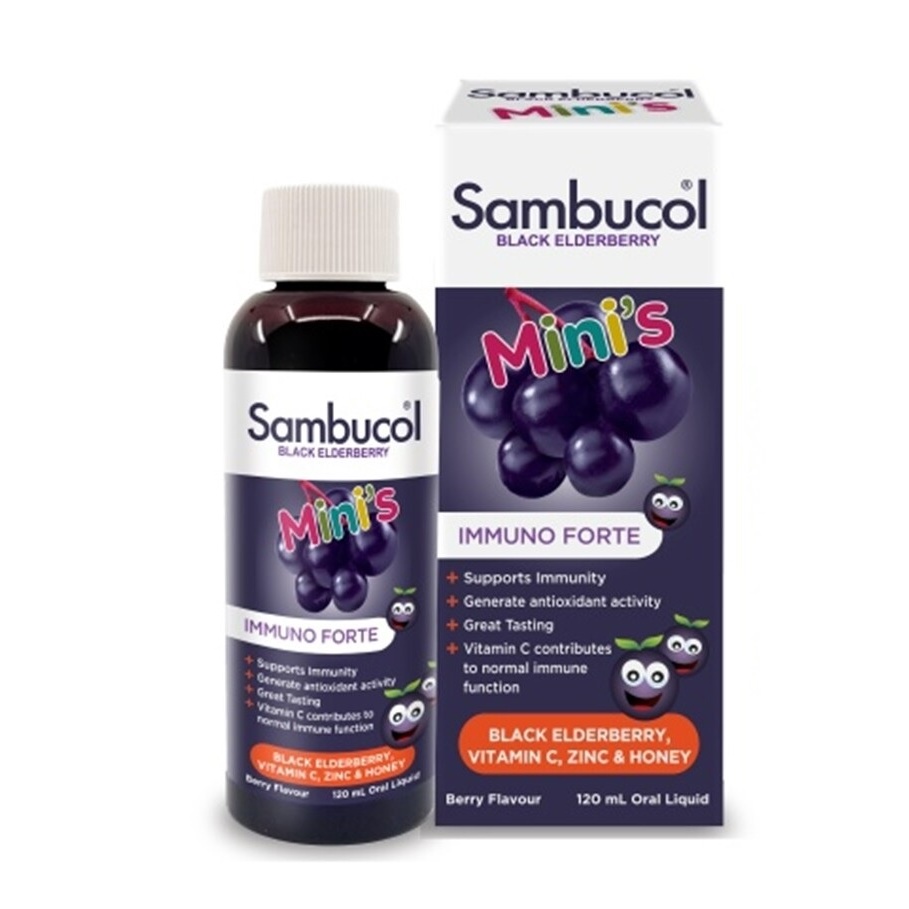 Sambucol Black Elderberry Mini's Liquid แซมบูคอล แบล็ค เอลเดอร์เบอรี่ มินิส์ ชนิดน้ำ ขนาด 120 ml ...