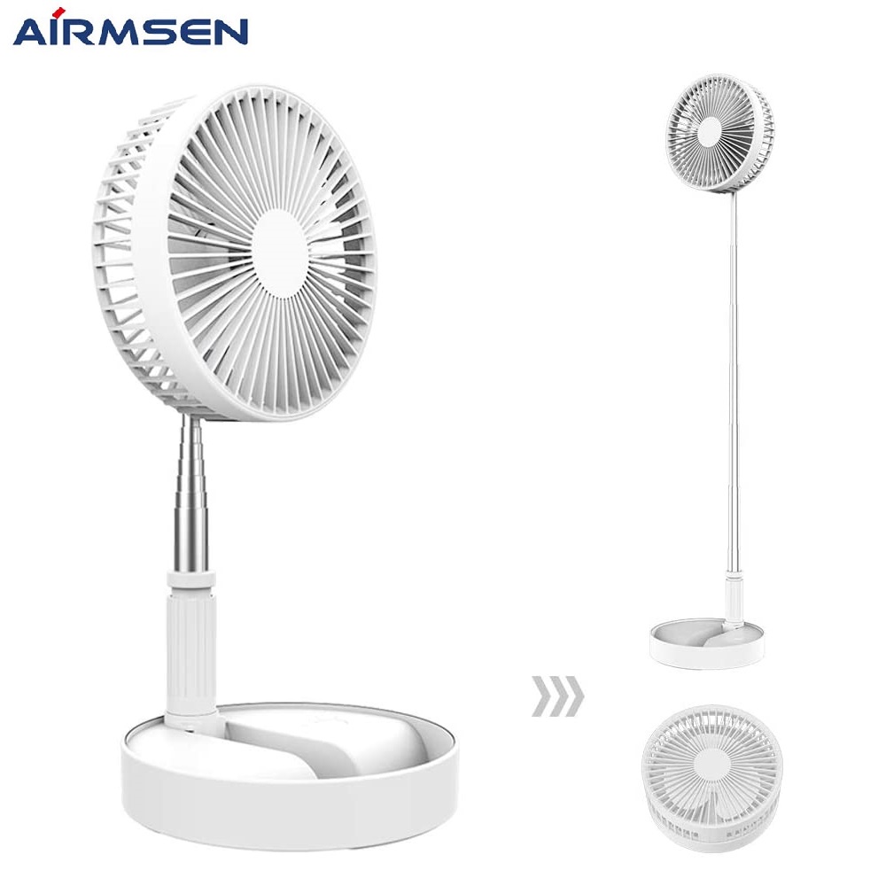 Airmsen Floor Fan Portable Mini Folding Telescopic Desktop Fan USB ...