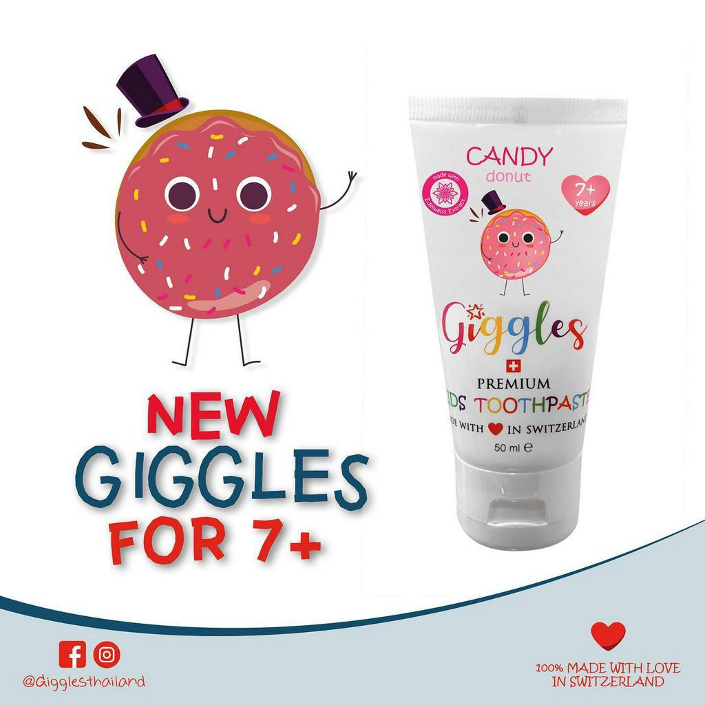 Giggles ยาสีฟันเด็ก 7 ปีขึ้นไป รสแคนดี้โดนัท Premium Kids Toothpaste ...
