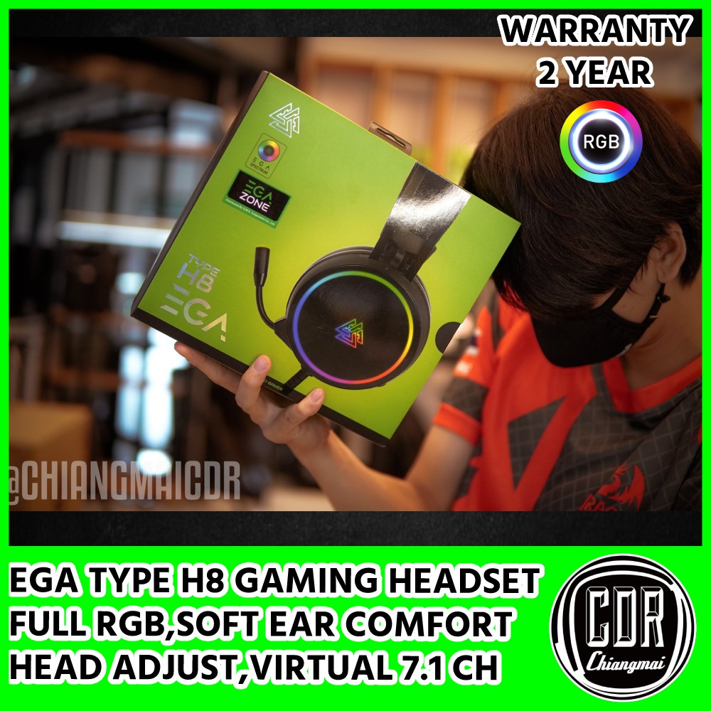 หูฟังเกมส์มิ่ง EGA TYPE H8 Gaming Headset 7.1 Virtual Surround ไฟ RGB ...