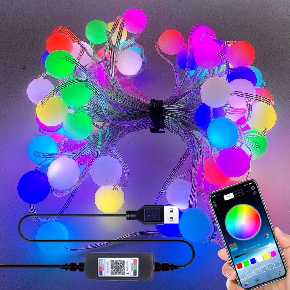 BUSB RGB LED String Christmas Lights For Bedroom WS2812B RGB Led Light ...