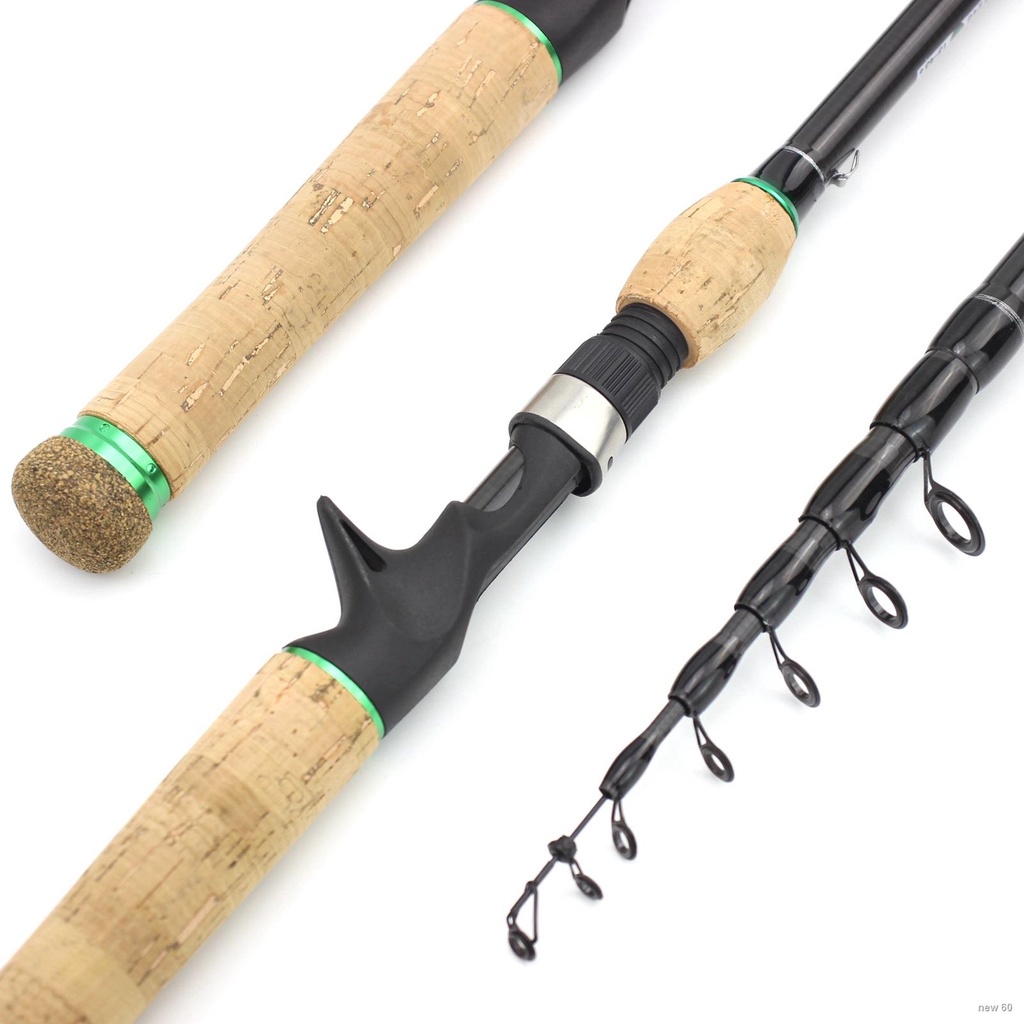 New Telescopic Lure Rod 1.8M 2.1M 2.4M 2.7M Carbon Fiber Cork Wood ...