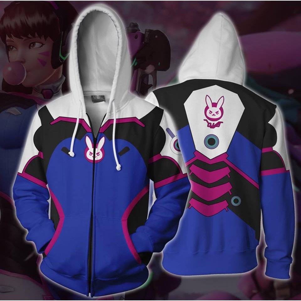 Overwatch Hoodie DVA Jacket Unisex Casual Zipper Olivia Sweatershirts ...