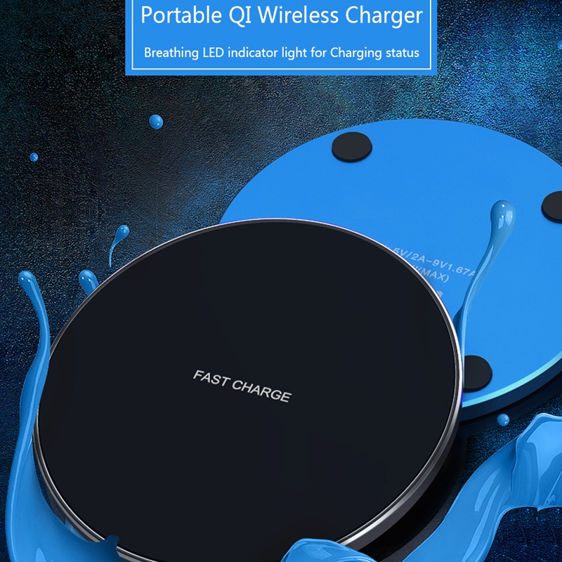 Qi Wireless Fast Charger บางเฉียบ โลหะ Pad 10W Wireless Fast Charger ...