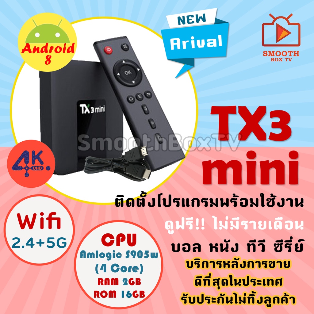 ดูฟรีไม่มีรายเดือน Tx3 mini แรม 2 กิก , รอม 16 กิก Amlogic S905w + wifi ...