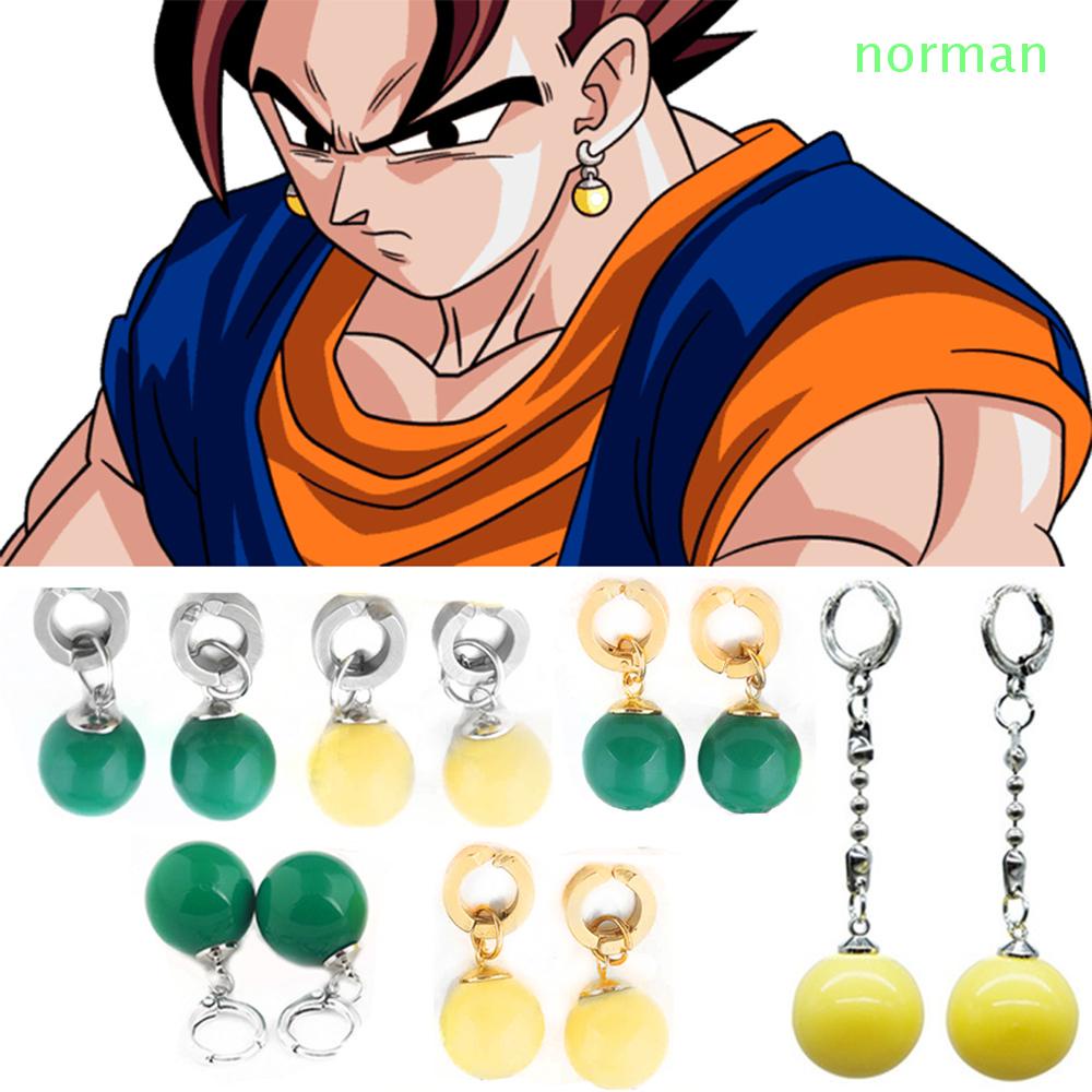 NORMAN 1Pair Cosplay Clip Earrings Green Zamasu Earrings Anime Drop ...