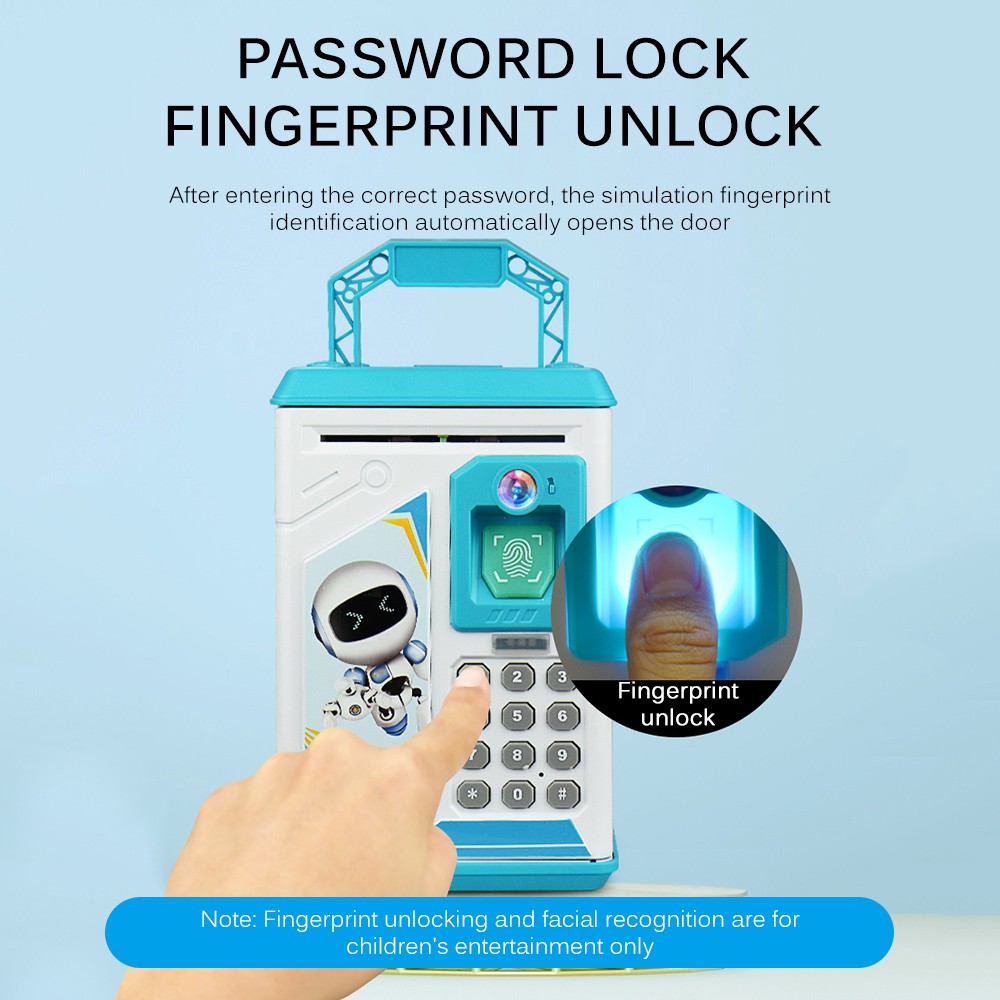 保险箱 Creative Smart Piggy Bank Fingerprint Password Lock Boys Girls ...