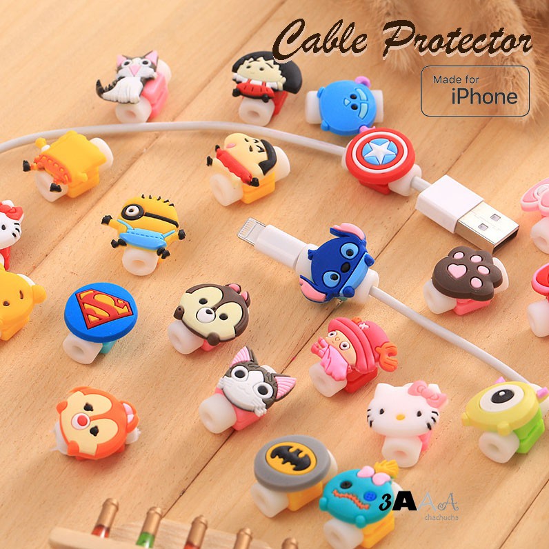ตัวล็อคถนอมสายชาร์จ(ตัวสั้น)ลายการ์ตูน cartoon cable bite protector | Shopee Thailand
