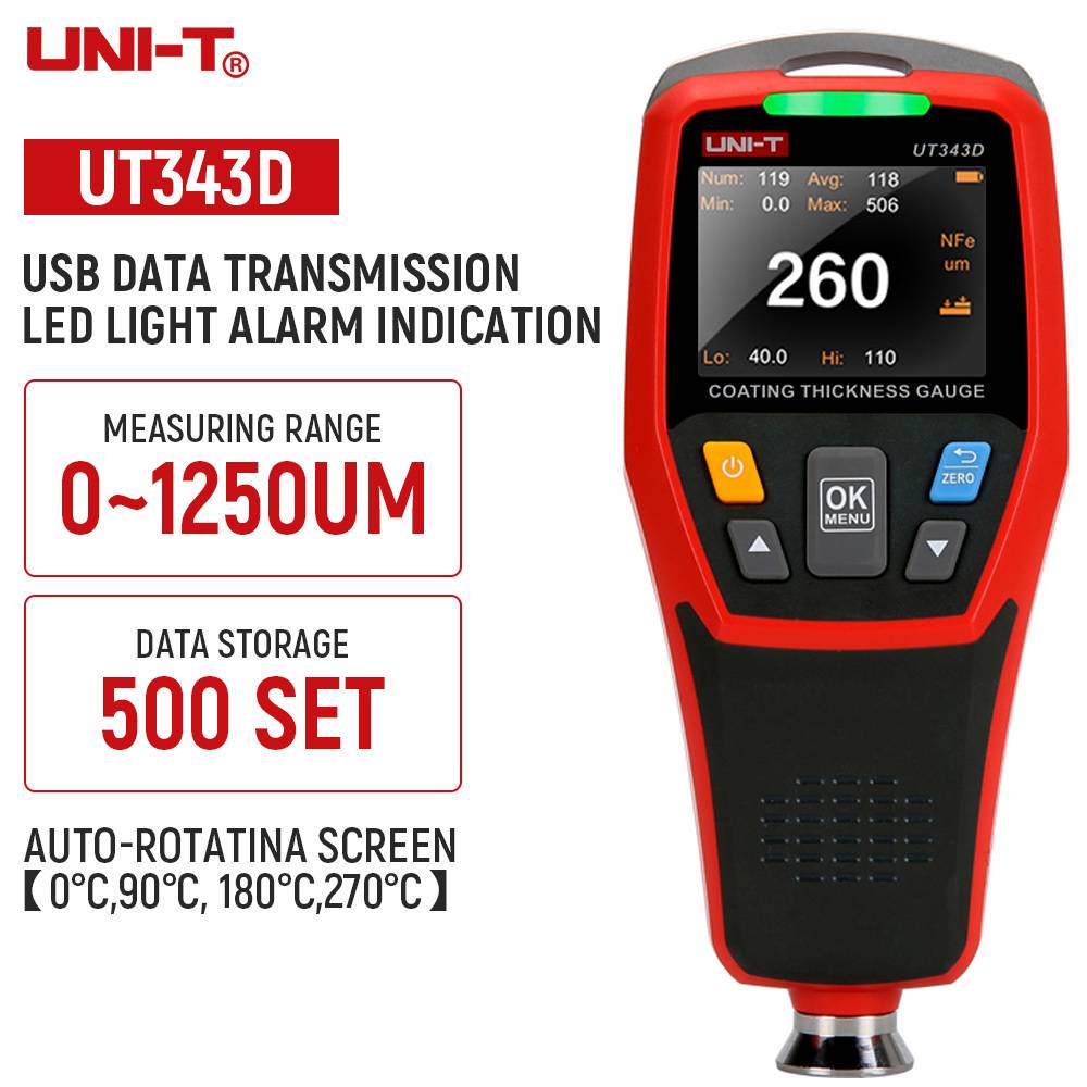 UNI-T UT343D AUTO Metal Coating Thickness Gauge FE/NFE Auto Recognition ...