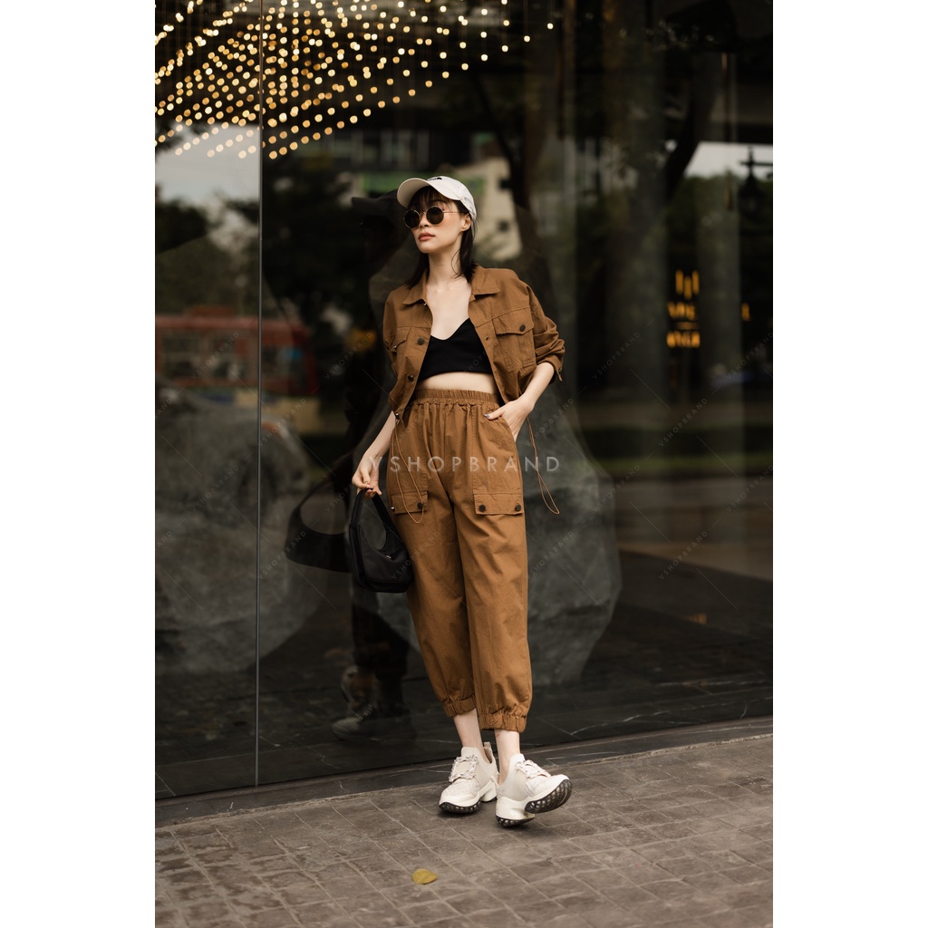 VSHOPBRAND 9026-0 Set แจ็คเก็ตรูดเอวกางเกง ชุดเซ็ตขายาว ชุดไปเที่ยว ชุด ...