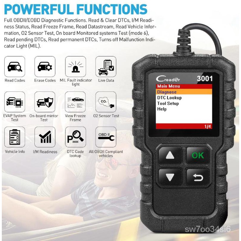 ส่งฟรี!! LAUNCH CR3001 Full OBD2 Scanner OBD2 Engine Code Reader Creader 3001 Car Diagnostic ...